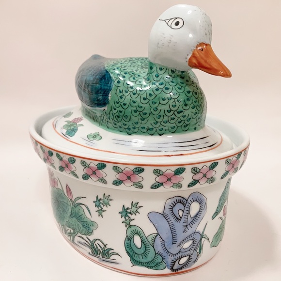 Vintage | Kitchen | Old World Chinoiserie Duck Tureen With Lid Chinese ...